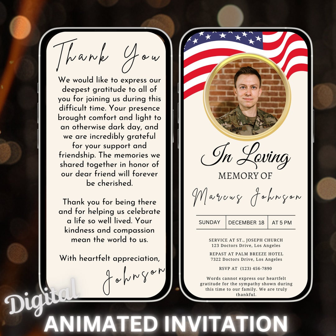 Digital Us Navy Funeral Invitation, in Loving Memory Invite, Military ...