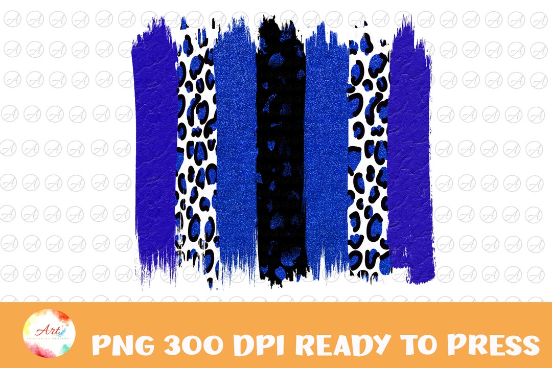 Blue Black Glitter Leopard Brush Strokes Brushstrokes Sublimation PNG ...