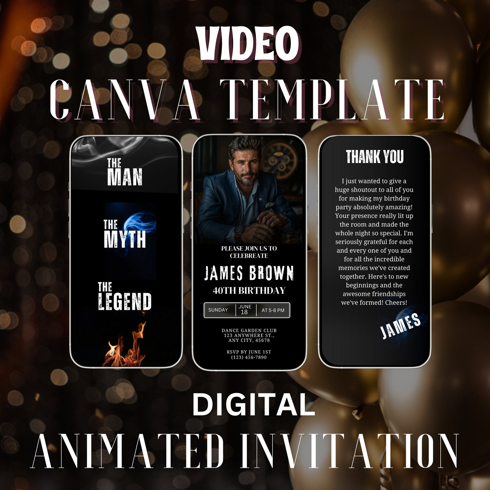 Digital Men Birthday Invitations for Men , the Man the Legend ...