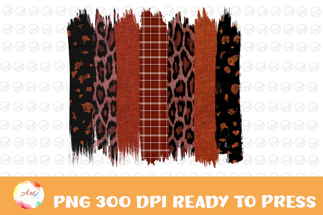 Fall Brush Stroke Distressed PNG for Sublimation, Thanksgiving Leopard ...
