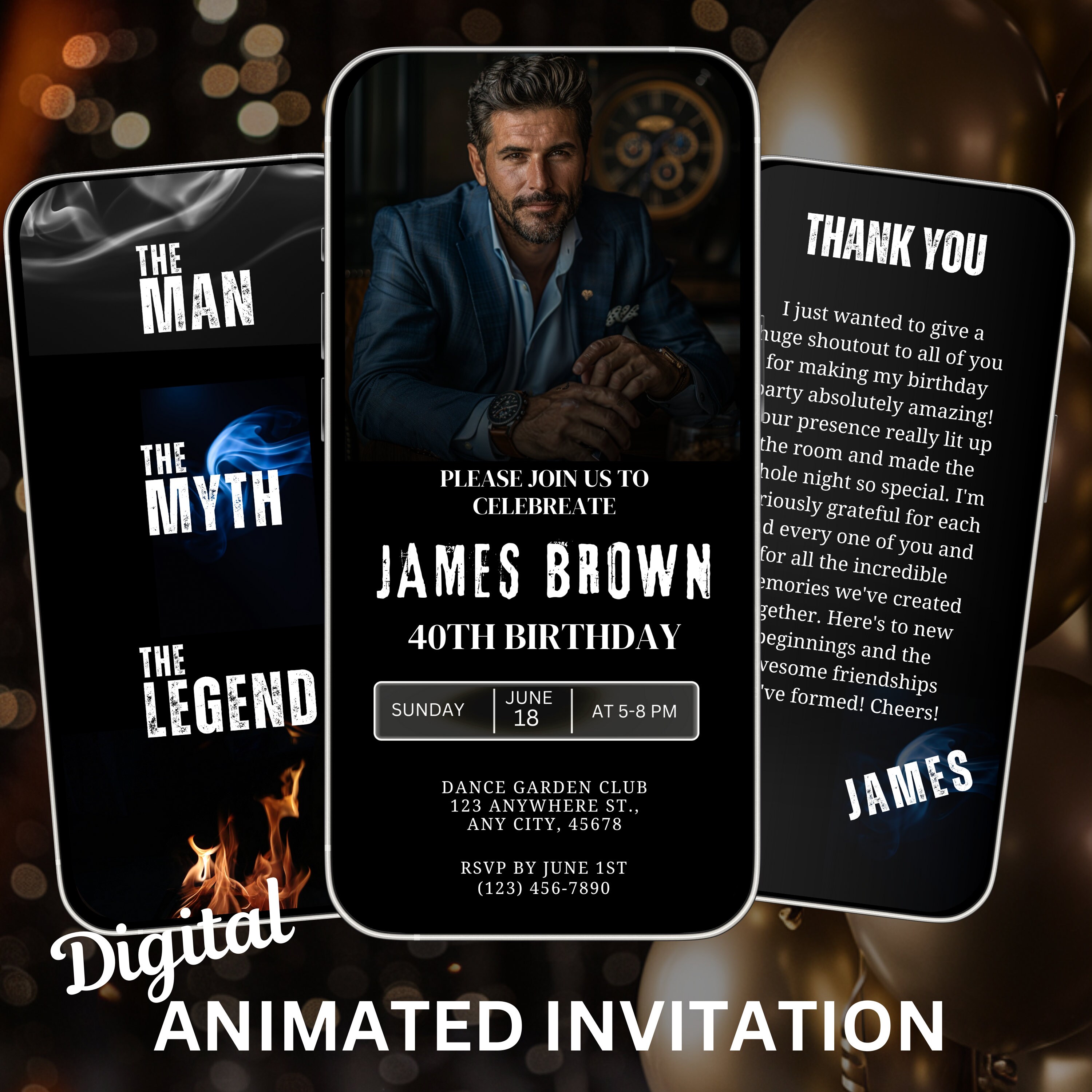 Digital Men Birthday Invitations for Men , the Man the Legend ...