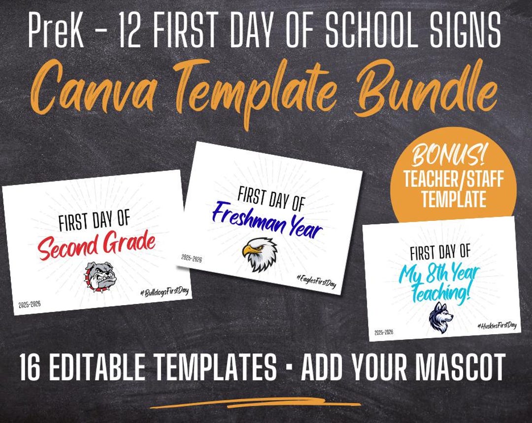 Editable Canva Template | 2025-2026 First Day of School Sign | Back-to ...