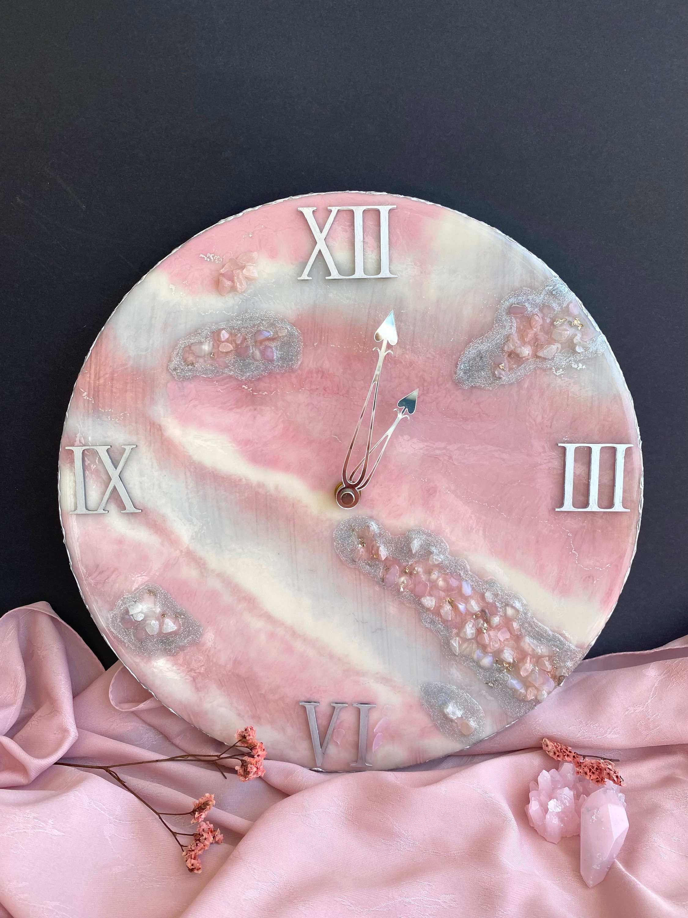 Pink Modern Wall Clock Resin Clock Gift for Teenage Girl - Etsy