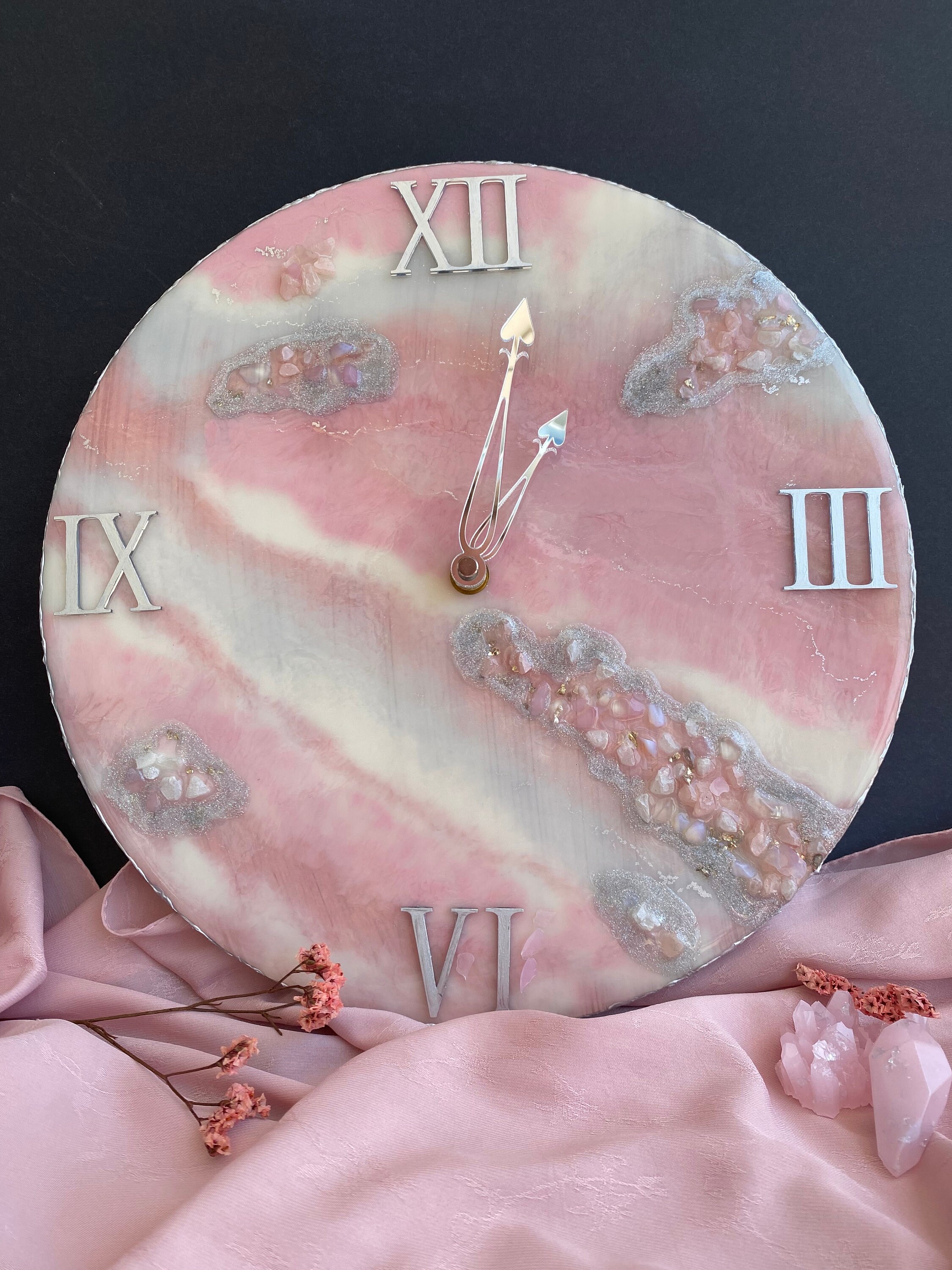 Pink Modern Wall Clock Resin Clock Gift for Teenage Girl - Etsy
