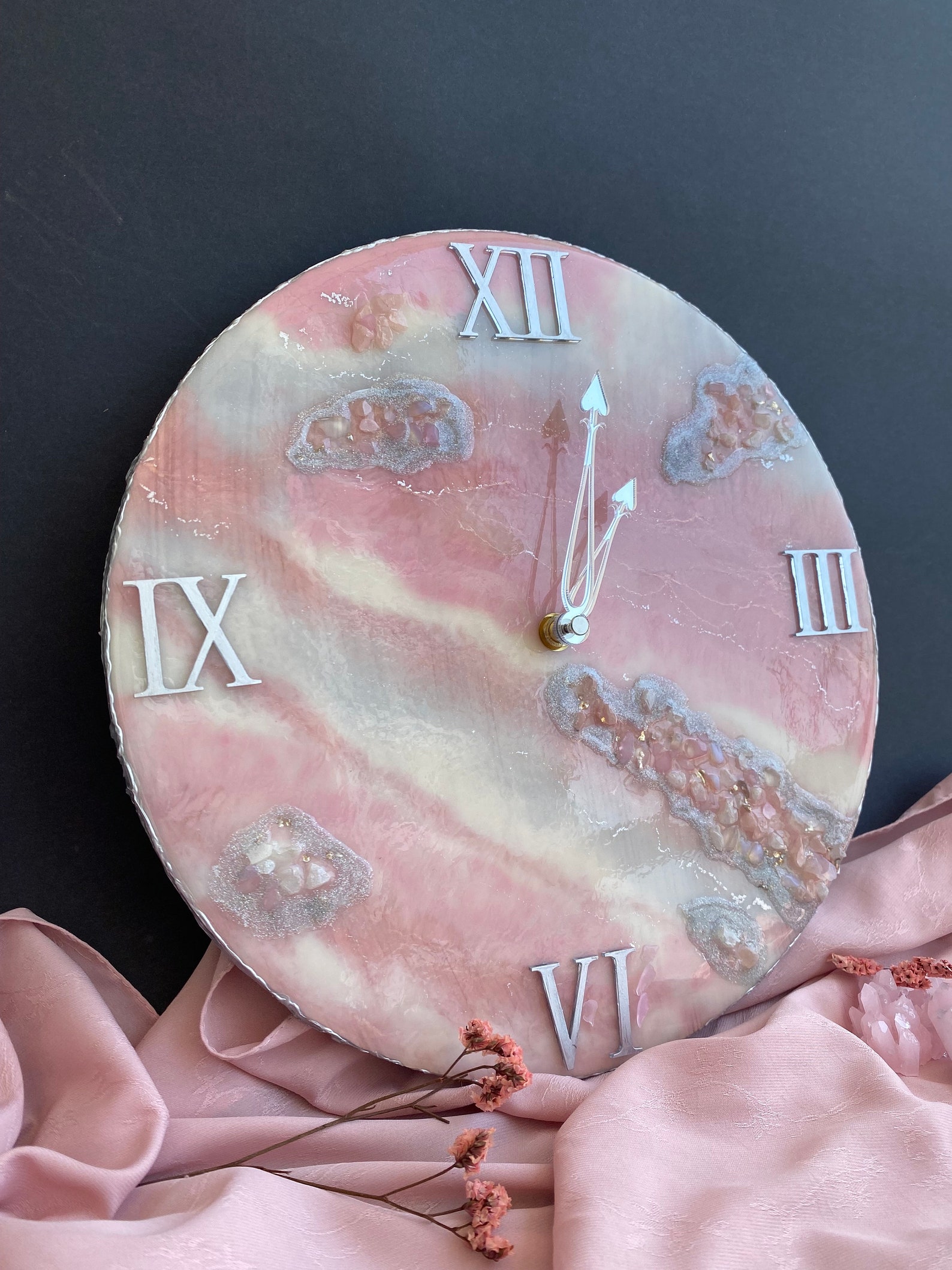 Pink Modern Wall Clock Resin Clock Gift for Teenage Girl - Etsy