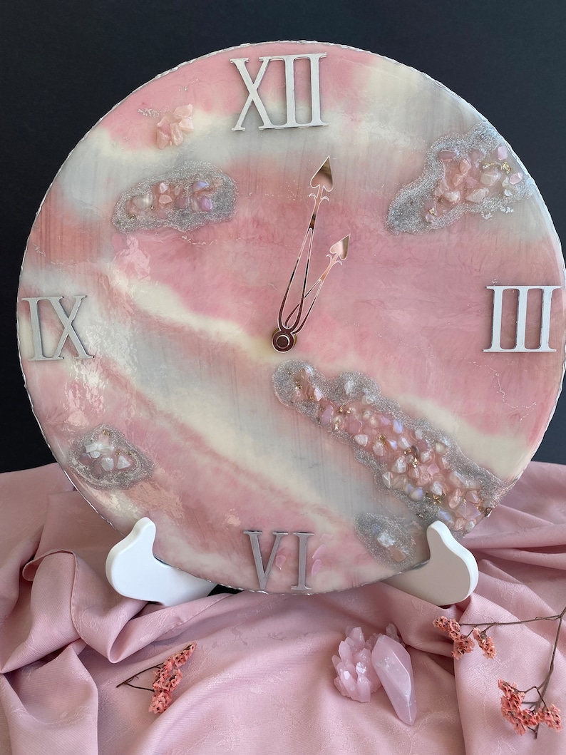 Pink Modern Wall Clock Resin Clock Gift for Teenage Girl - Etsy