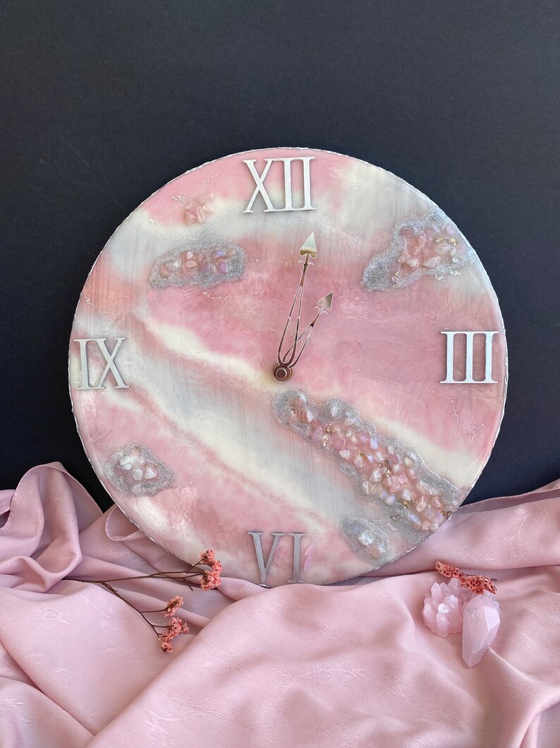 Pink Modern Wall Clock Resin Clock Gift for Teenage Girl - Etsy