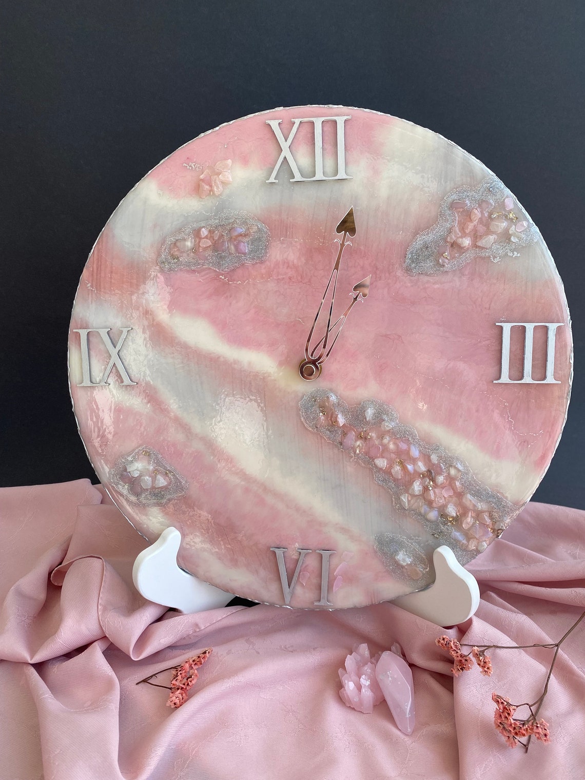 Pink Modern Wall Clock Resin Clock Gift for Teenage Girl - Etsy