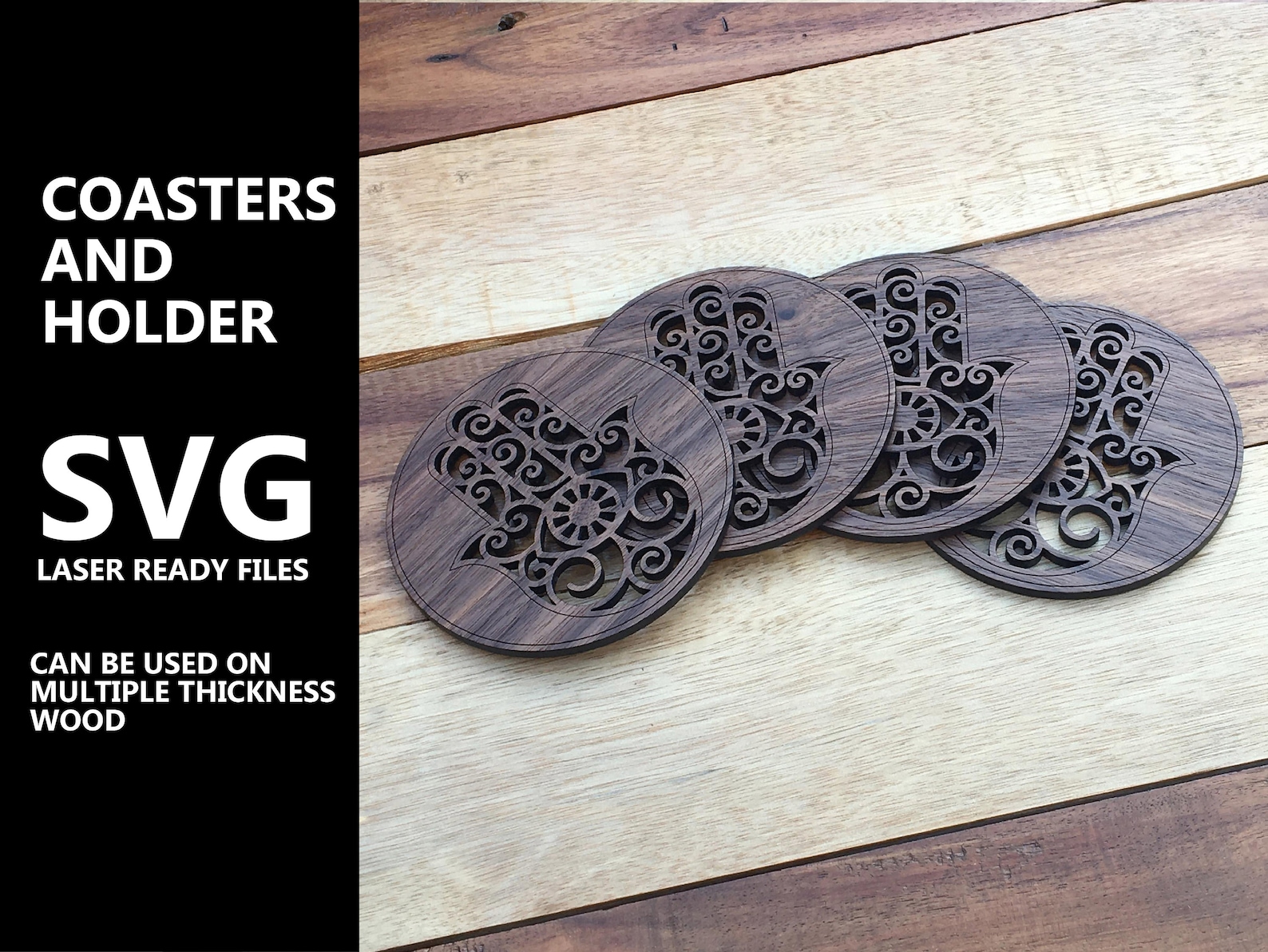 Coasters and Holder Laser File Glowforge Svg Lightburn Design Laser ...