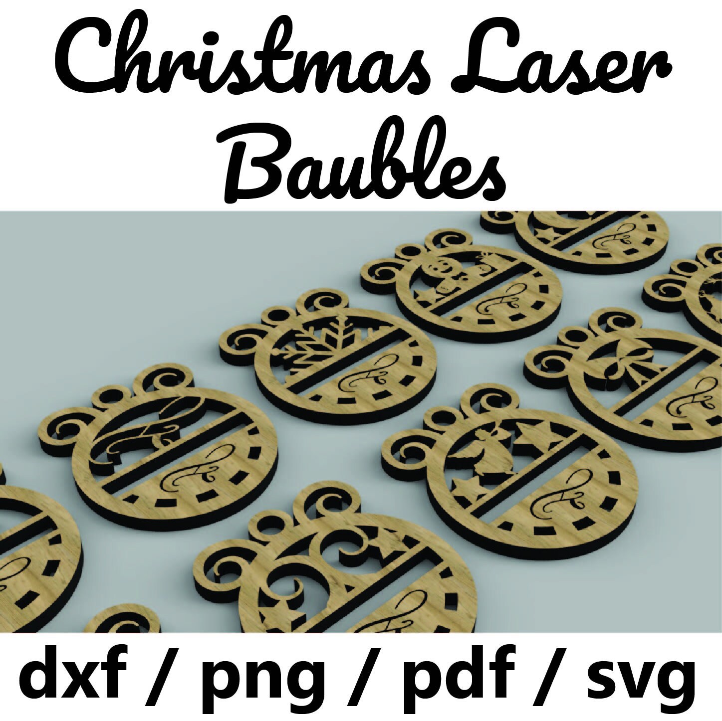 10 Christmas Baubles Designs Laser Cut File Cricut Svg Pdf Cutting ...