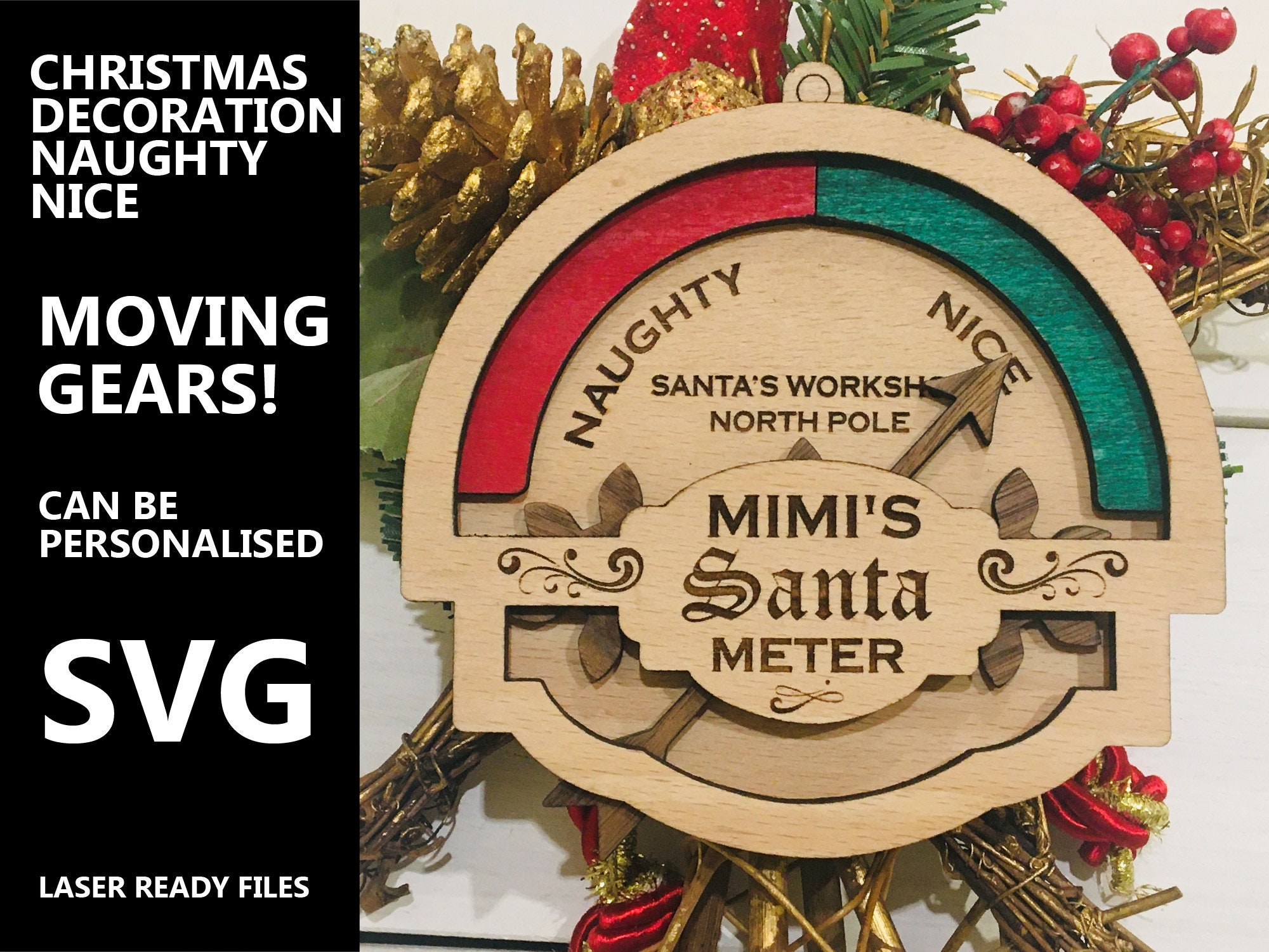 Naughty Nice Christmas Tree Decoration Digital File SVG Laser - Etsy