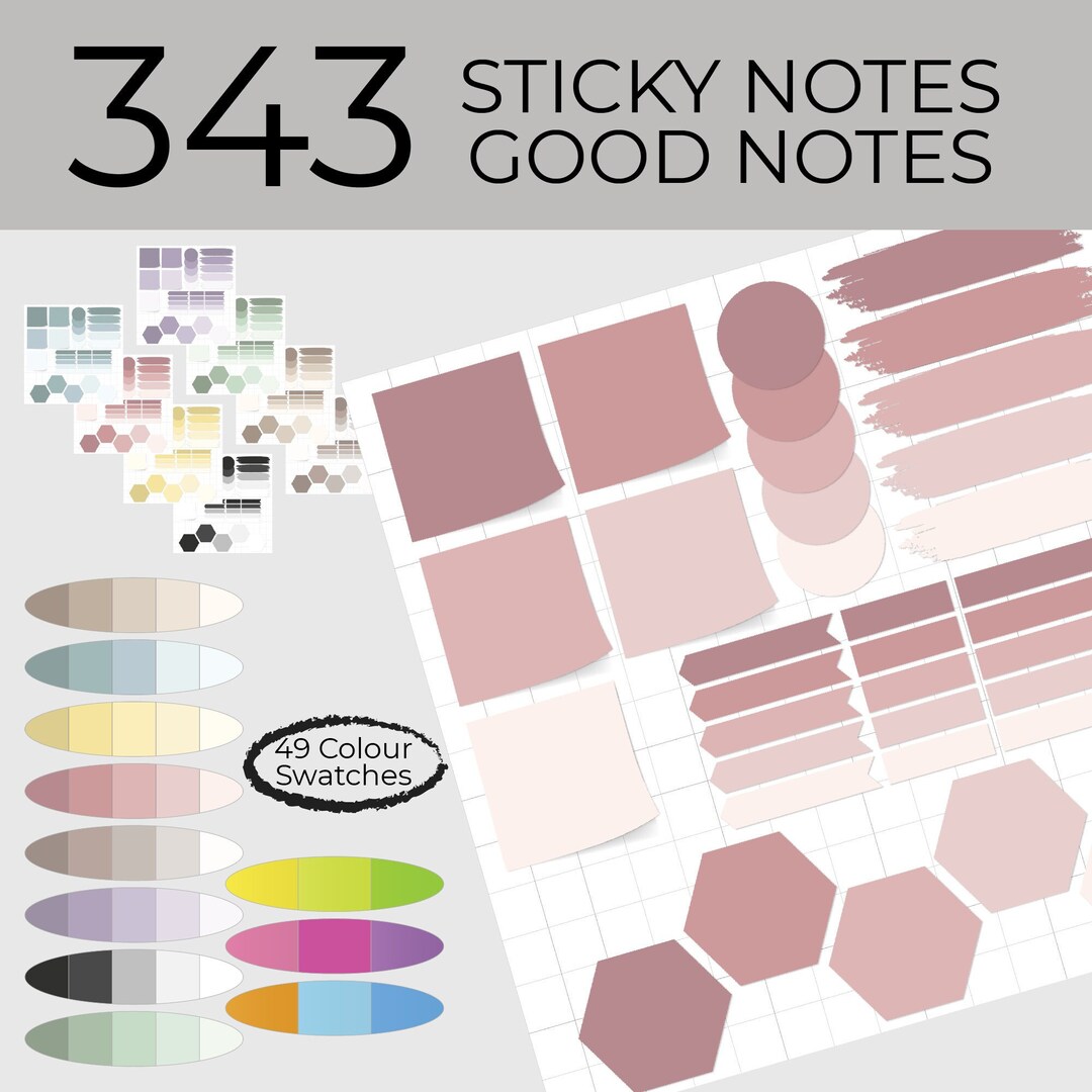 343 Sticky Notes and Good Notes Goodnotes Post It Stickers iPad Digital ...