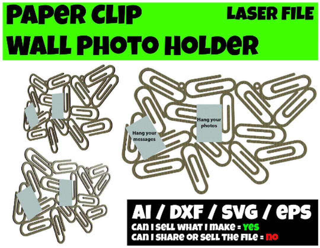 Wall Mounted Paper Clip Photo Message Laser File Svg Dxf Ai Pdf for the ...