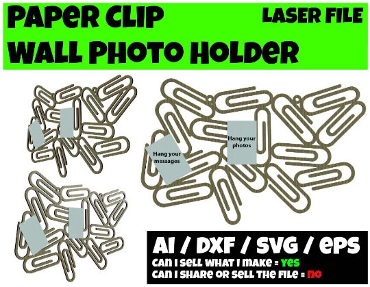 Wall Mounted Paper Clip Photo Message Laser File Svg Dxf Ai Pdf for the ...