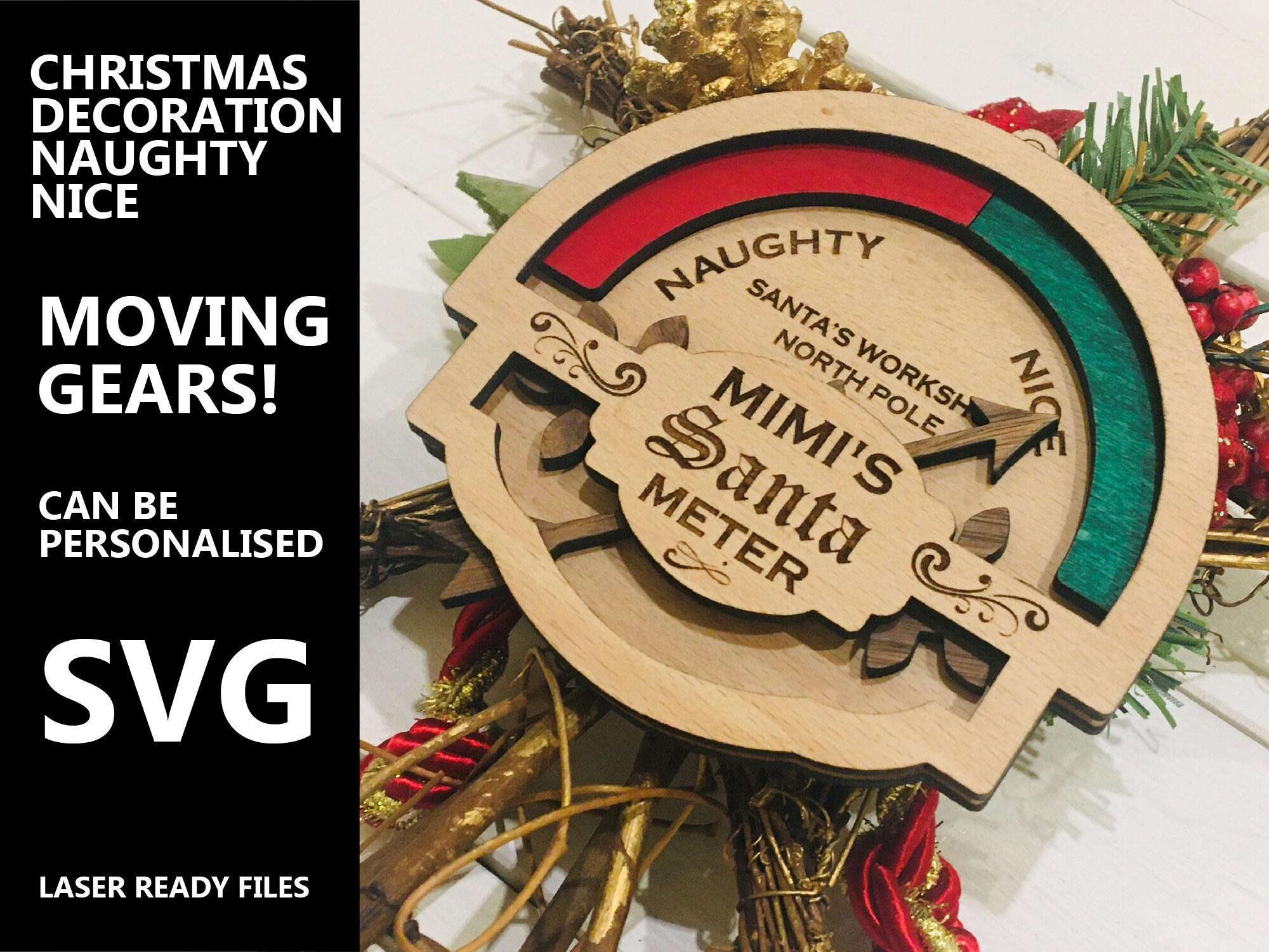 Naughty Nice Christmas Tree Decoration Digital File SVG Laser - Etsy