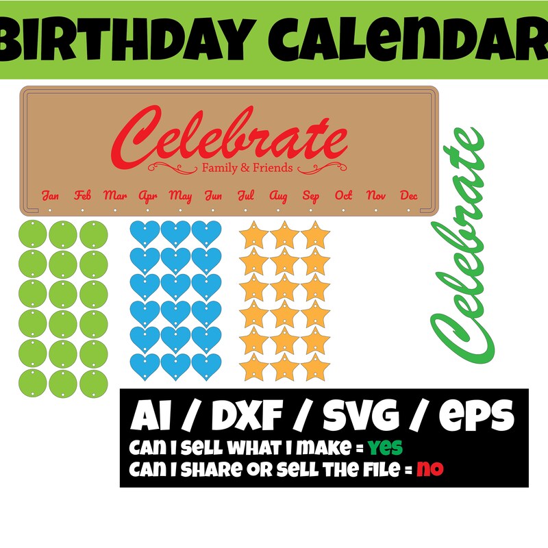 Birthday Calendar Svg - Etsy