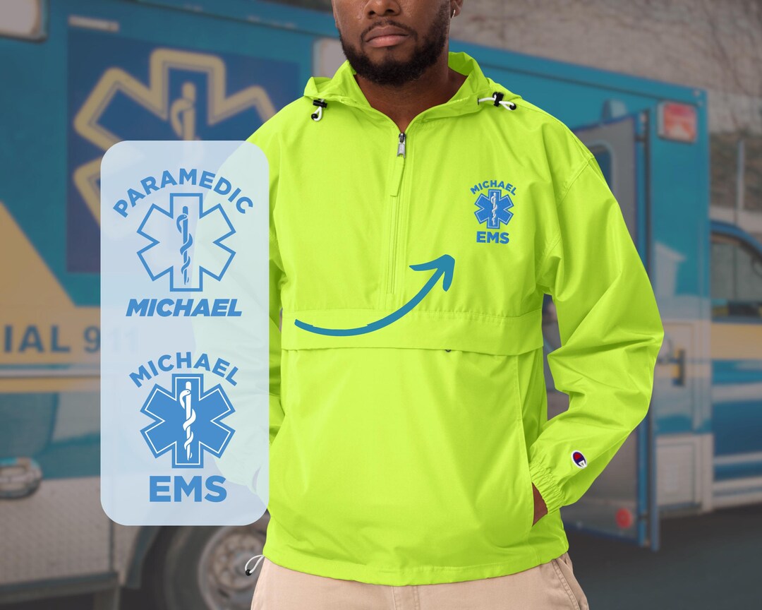 EMT Rain Jacket With Your Name Embroidered | Custom Gifts for Paramedic ...