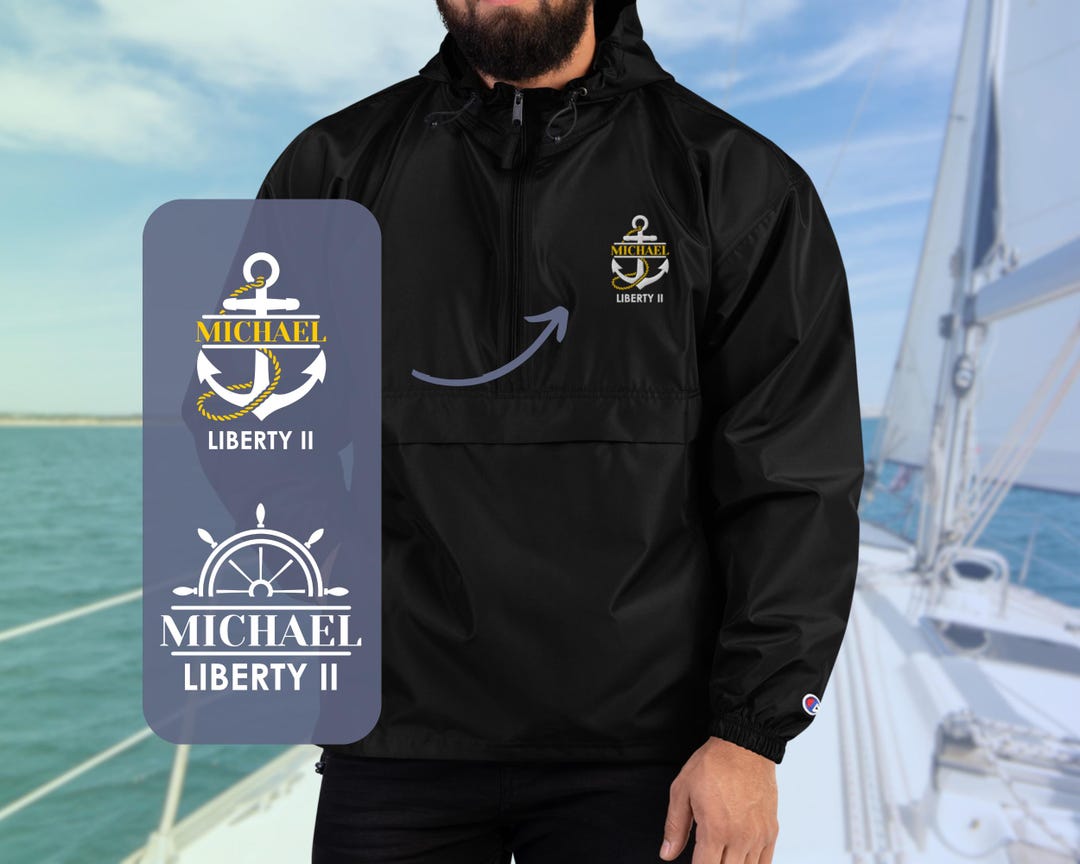 Embroidered Waterproof Captain Jacket, Custom Half Zip Hooded ...