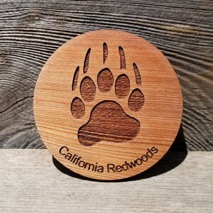 Bear Paw Wood Coasters Set of 4 California Redwood Laser - Etsy
