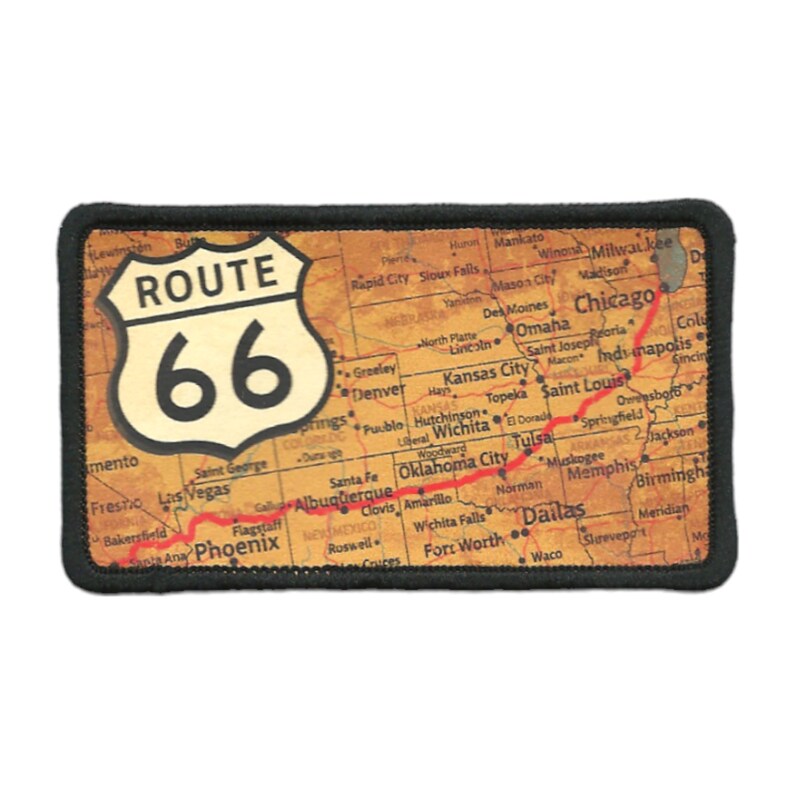 Route 66 Patch – Map Arizona New Mexico Missouri Texas Kansas Illinois ...