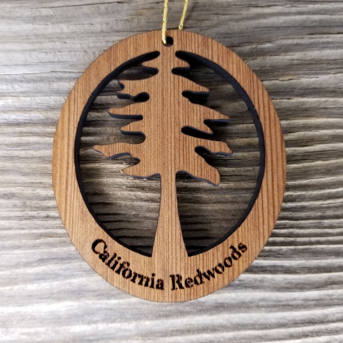 Redwood Ornament Redwood Tree - Oval California Redwoods - Laser Cut ...