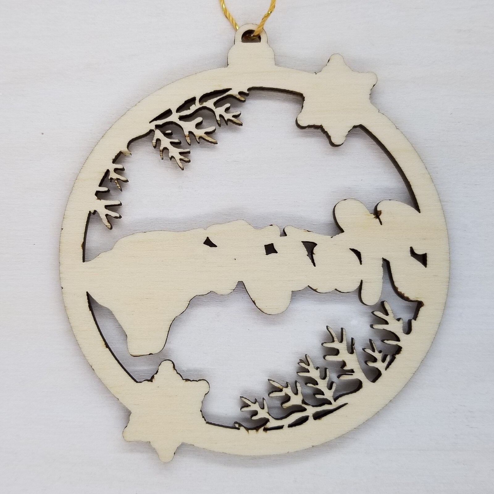 Hawaii Wood Ornament - HI State Shape With Snowflakes Cutout - Handmade ...