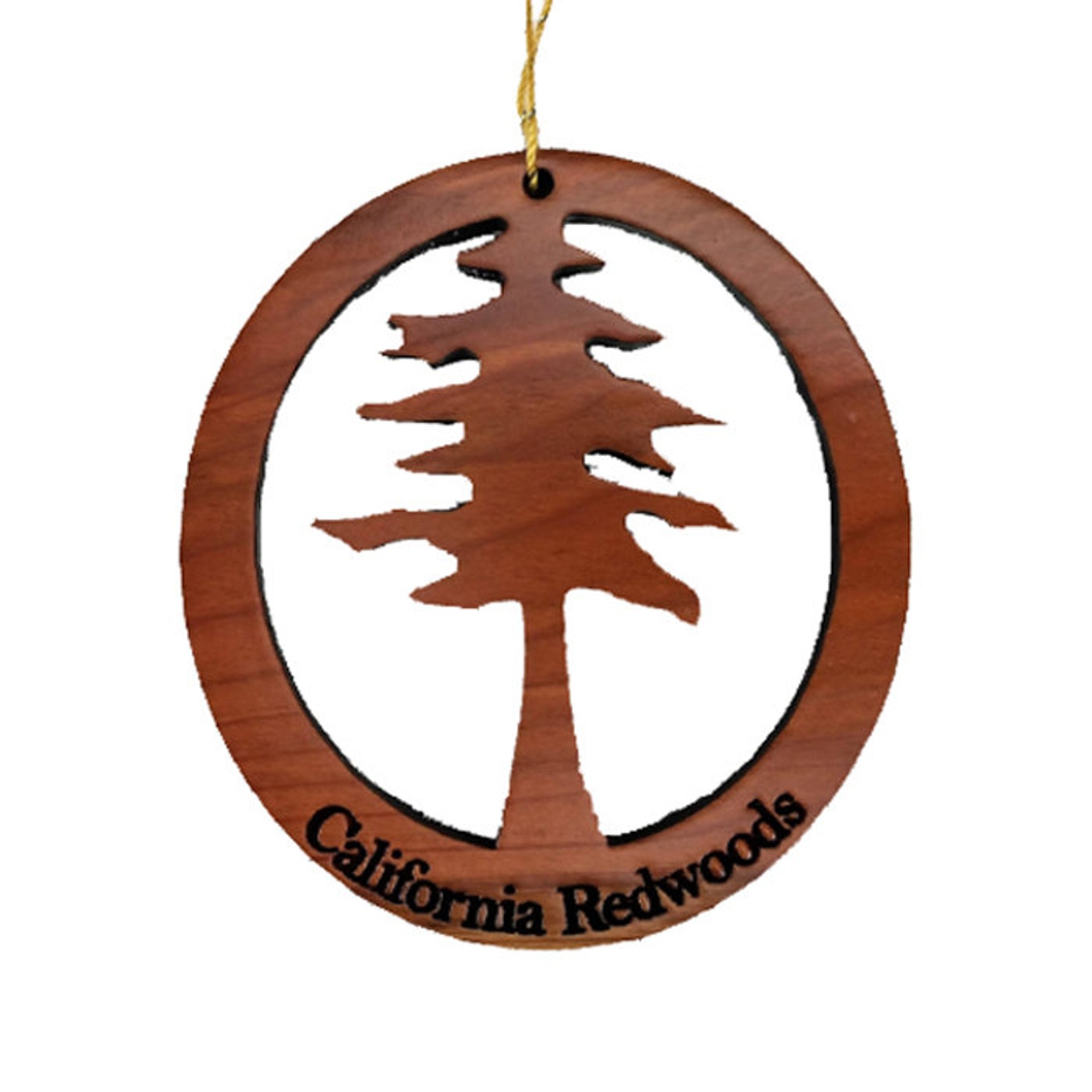Redwood Ornament Redwood Tree - Oval California Redwoods - Laser Cut ...