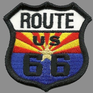 US Route 66 Arizona State Flag Iron on Patch Applique Souvenir AZ ...