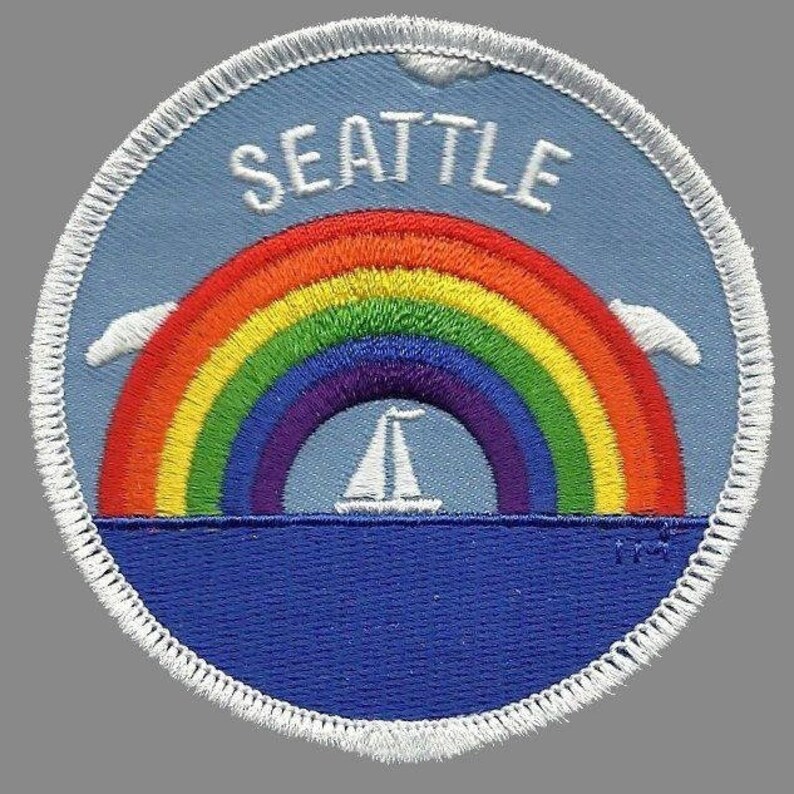 Seattle Patch – Rainbow and Sailboat – Washington Souvenir Iron on ...