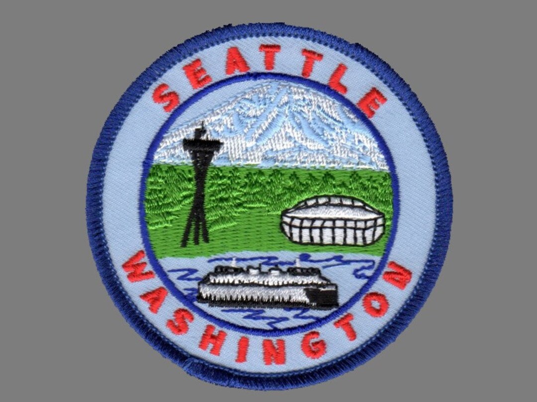 Seattle Washington Space Needle Patch Iron on Ferry Stadium - WA Travel ...
