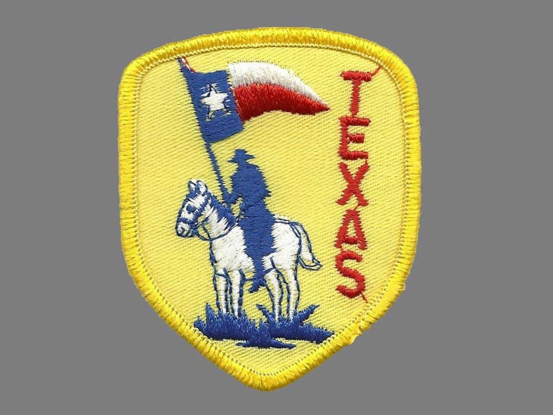 Texas Patch – Ranger on Horse – Texan Flag Patch Iron on Yellow Blue ...