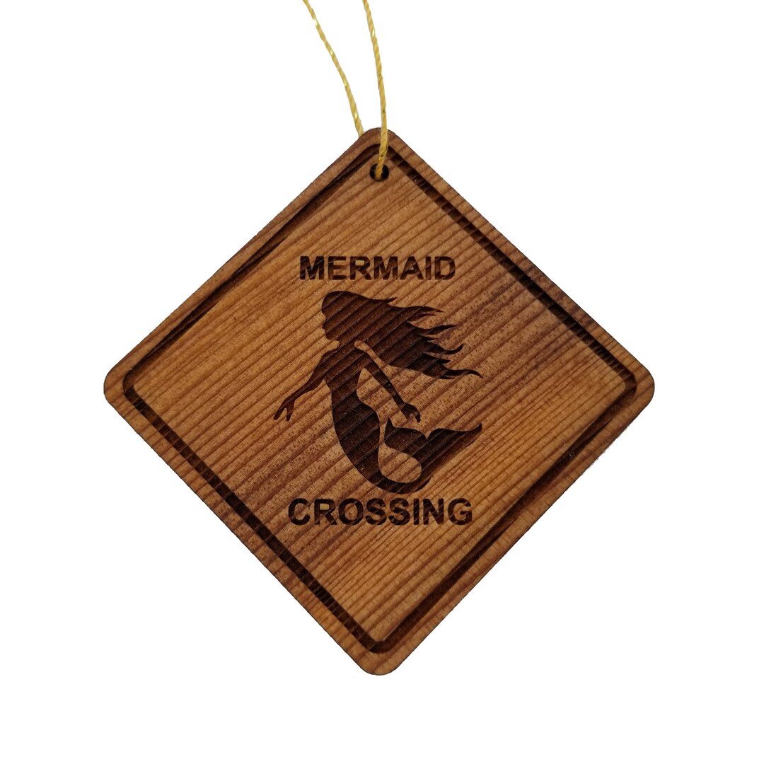 Mermaid Crossing Ornament - Mermaid Ornament - Wood Ornament Handmade ...