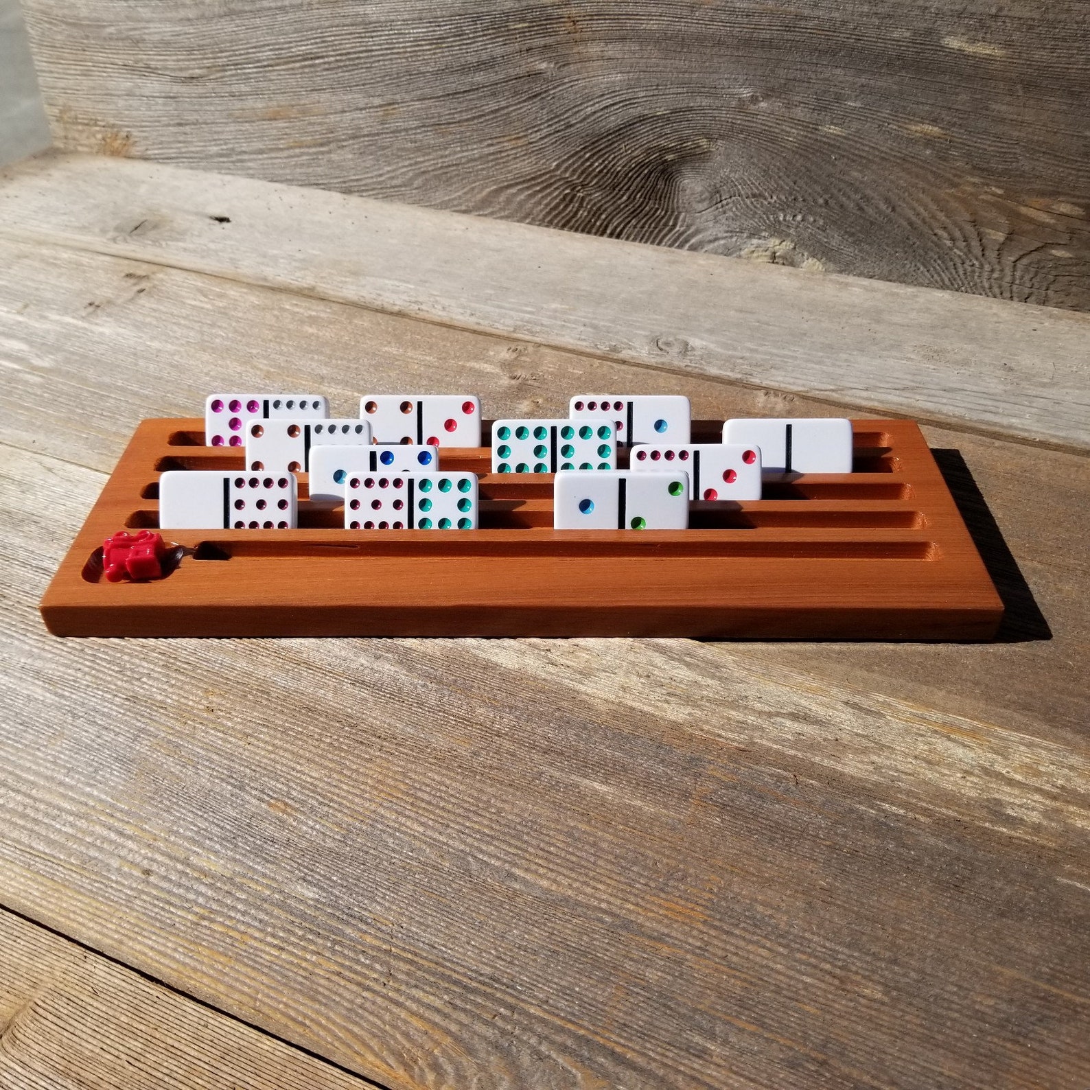 Domino Rack Tray Holder Holds 25 Dominoes Game California Redwood ...