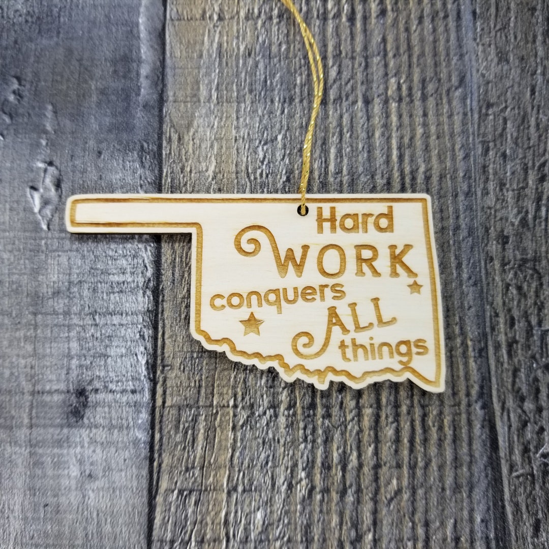 Oklahoma Wood Ornament OK State Shape With State Motto Handmade Wood ...