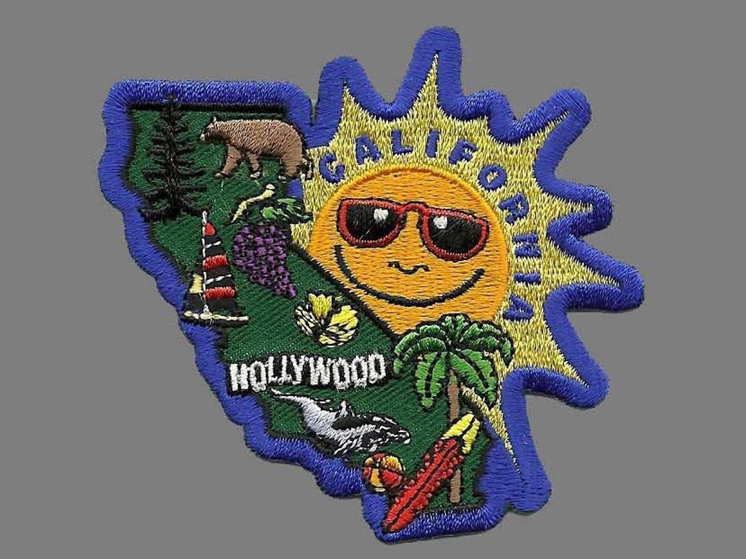 California Patch – State Shape – Big Sun and Map – Iron on Souvenir ...