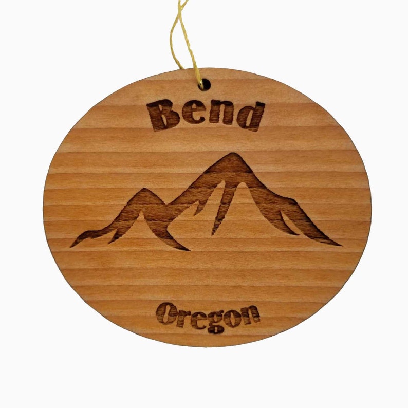 Bend Oregon Ornament Handmade Wood Ornament OR Souvenir Mountains Ski ...