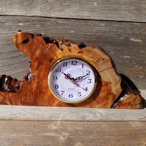 Redwood Burl Wood Clock Mantle Desk Office Gifts for Men 2 Tone Sitting ...