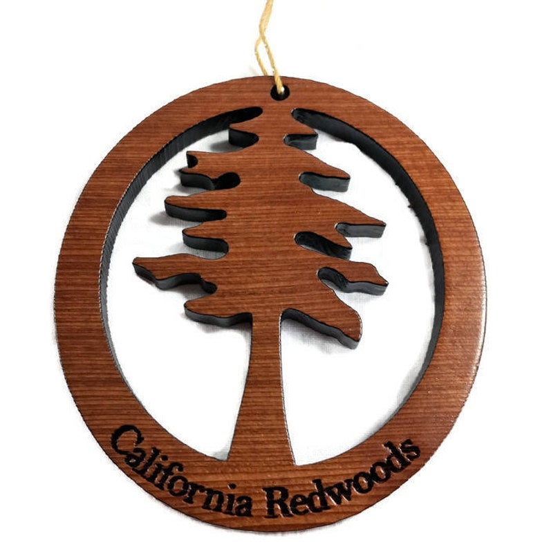 Redwood Ornament Redwood Tree - Oval California Redwoods - Laser Cut ...
