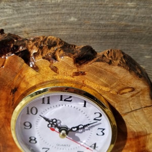Redwood Burl Wood Clock Mantle Desk Office Gifts for Men 2 Tone Sitting ...