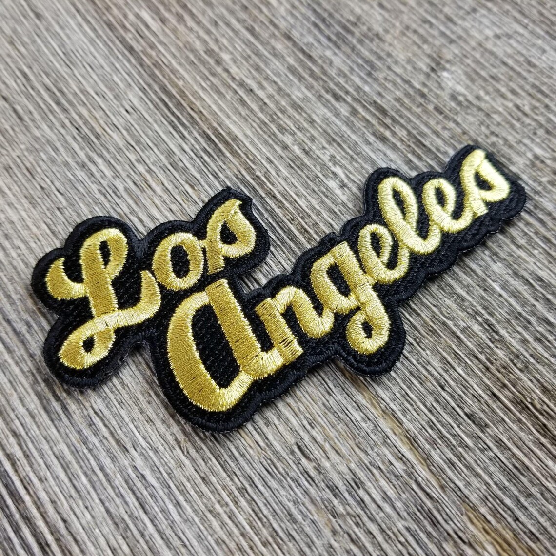 Los Angeles Patch – Script Black and Gold – Travel Patch Iron on ...
