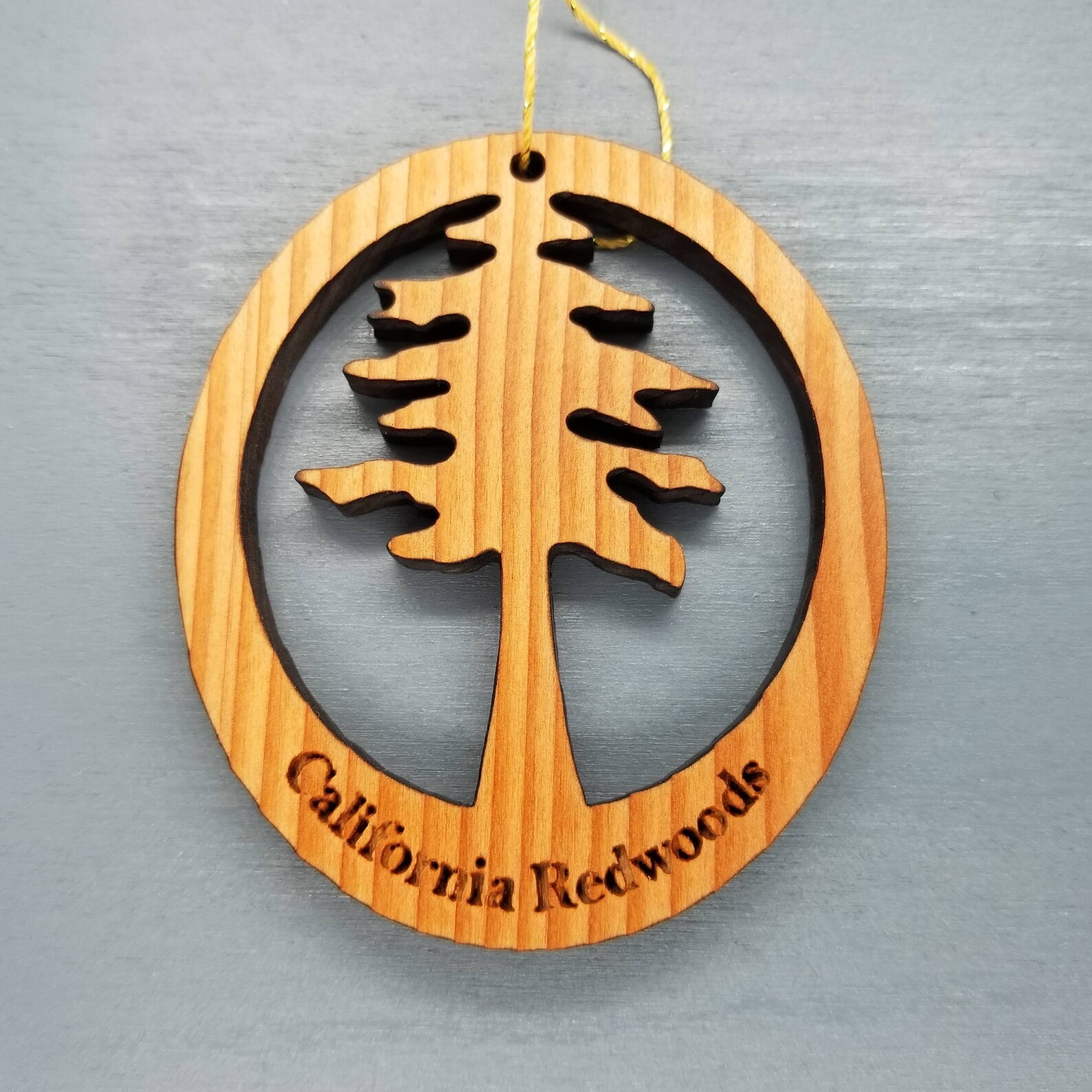 Redwood Ornament Redwood Tree - Oval California Redwoods - Laser Cut ...