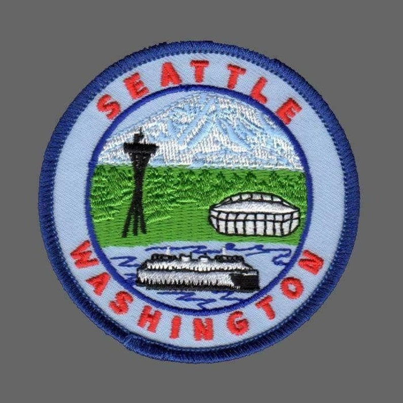 Seattle Washington Space Needle Patch Iron on Ferry Stadium - WA Travel ...
