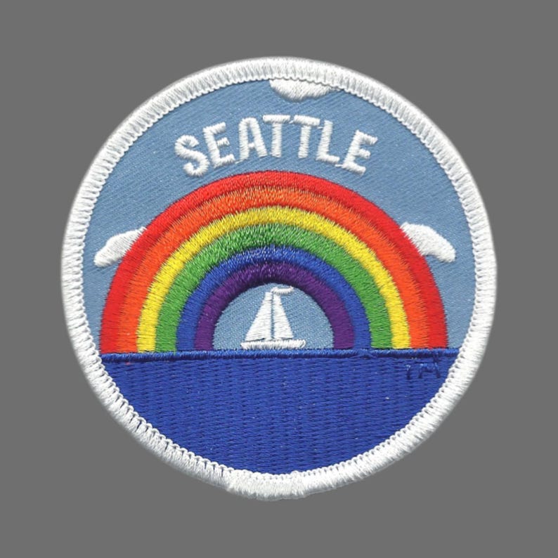 Seattle Patch – Rainbow and Sailboat – Washington Souvenir Iron on ...