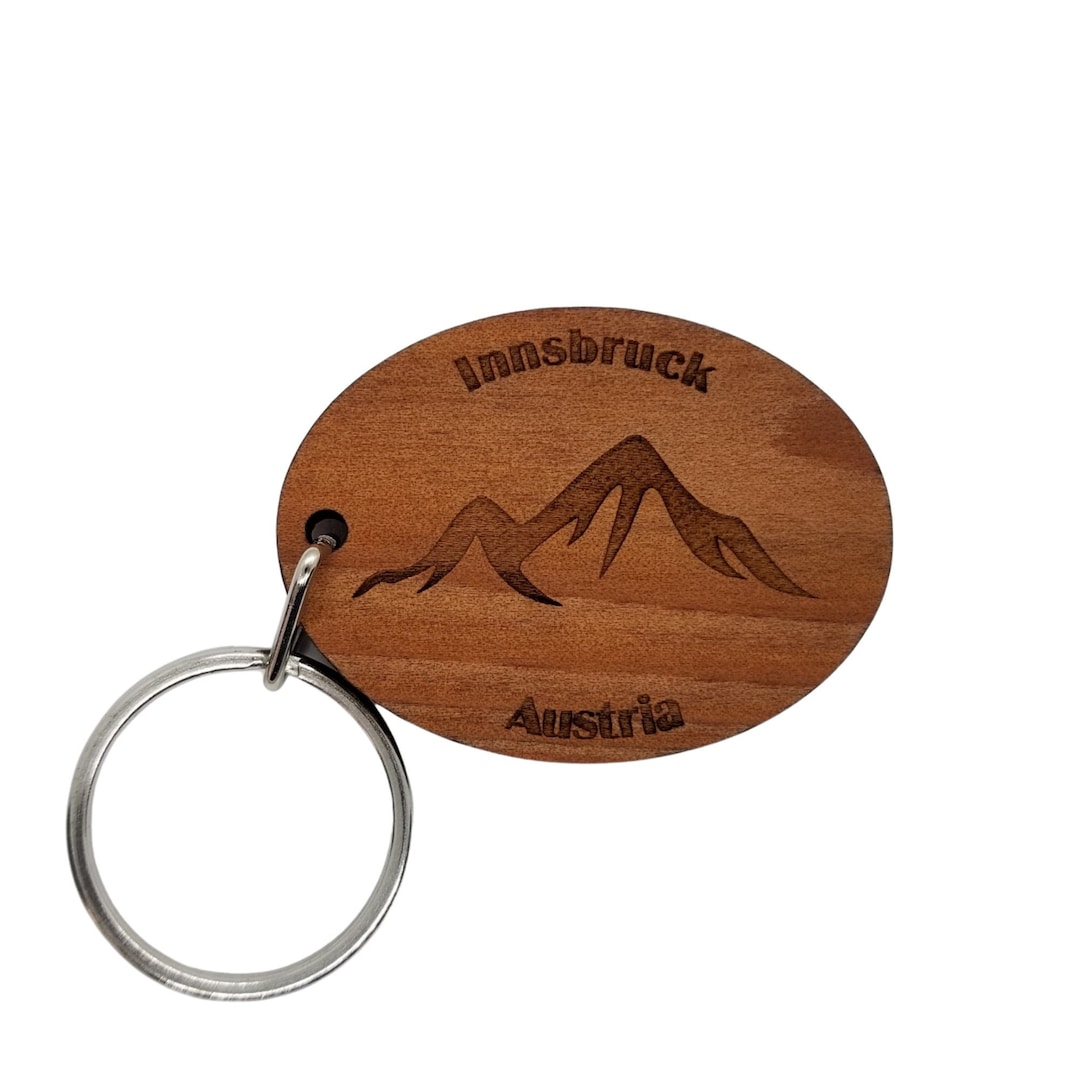 Innsbruck Austria Keychain Handmade Wood Mountains Keyring Austria ...