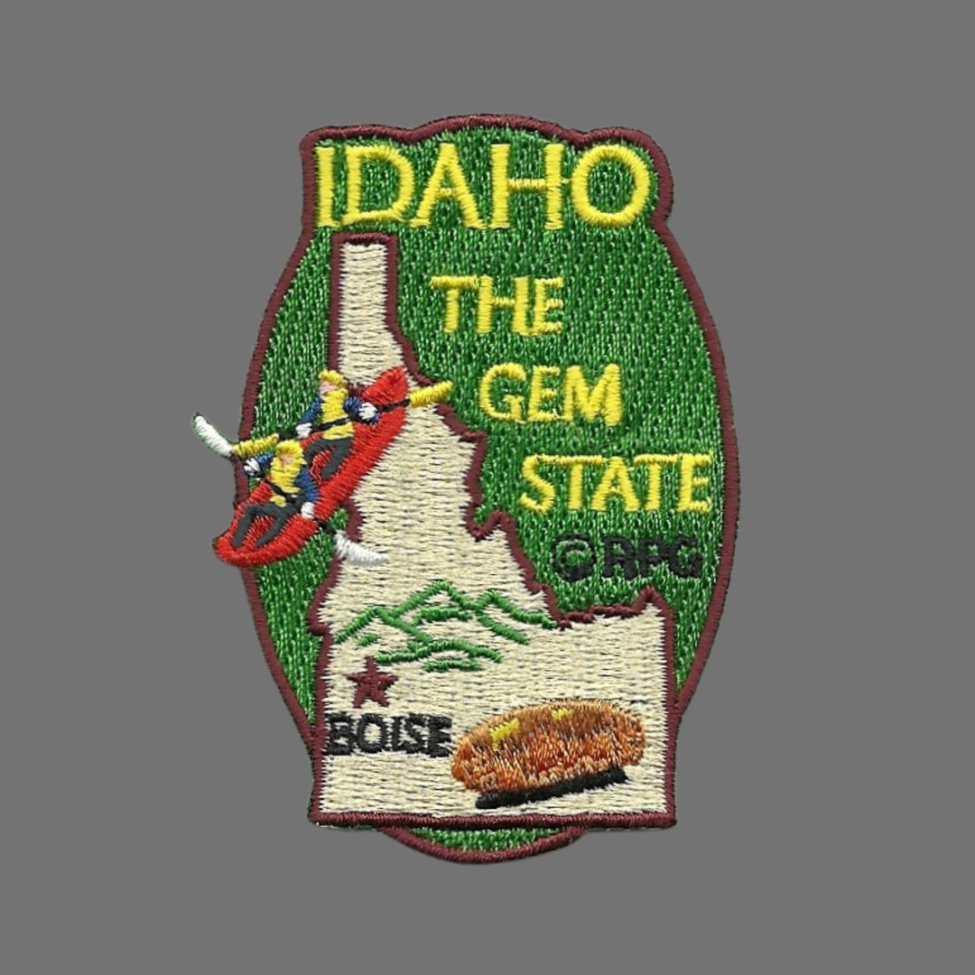 Idaho Patch – ID - the Gem State - Idaho State Shape- Travel Patch Iron ...
