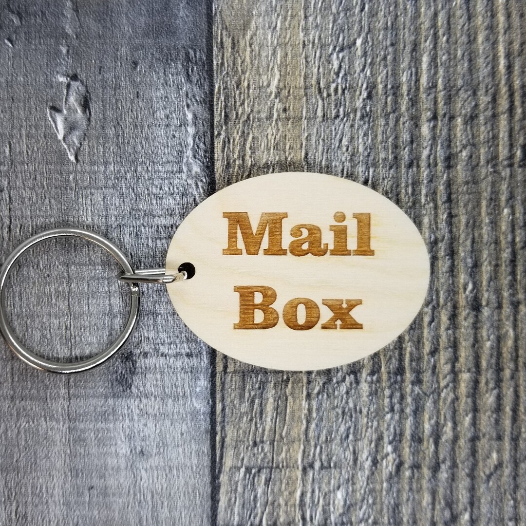 Mail Box Wood Keychain Key Ring Keychain Gift - Key Chain Key Tag Key ...