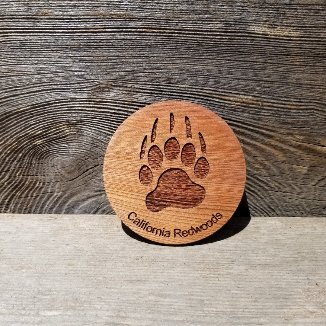 Bear Paw Wood Coasters Set of 4 California Redwood Laser - Etsy