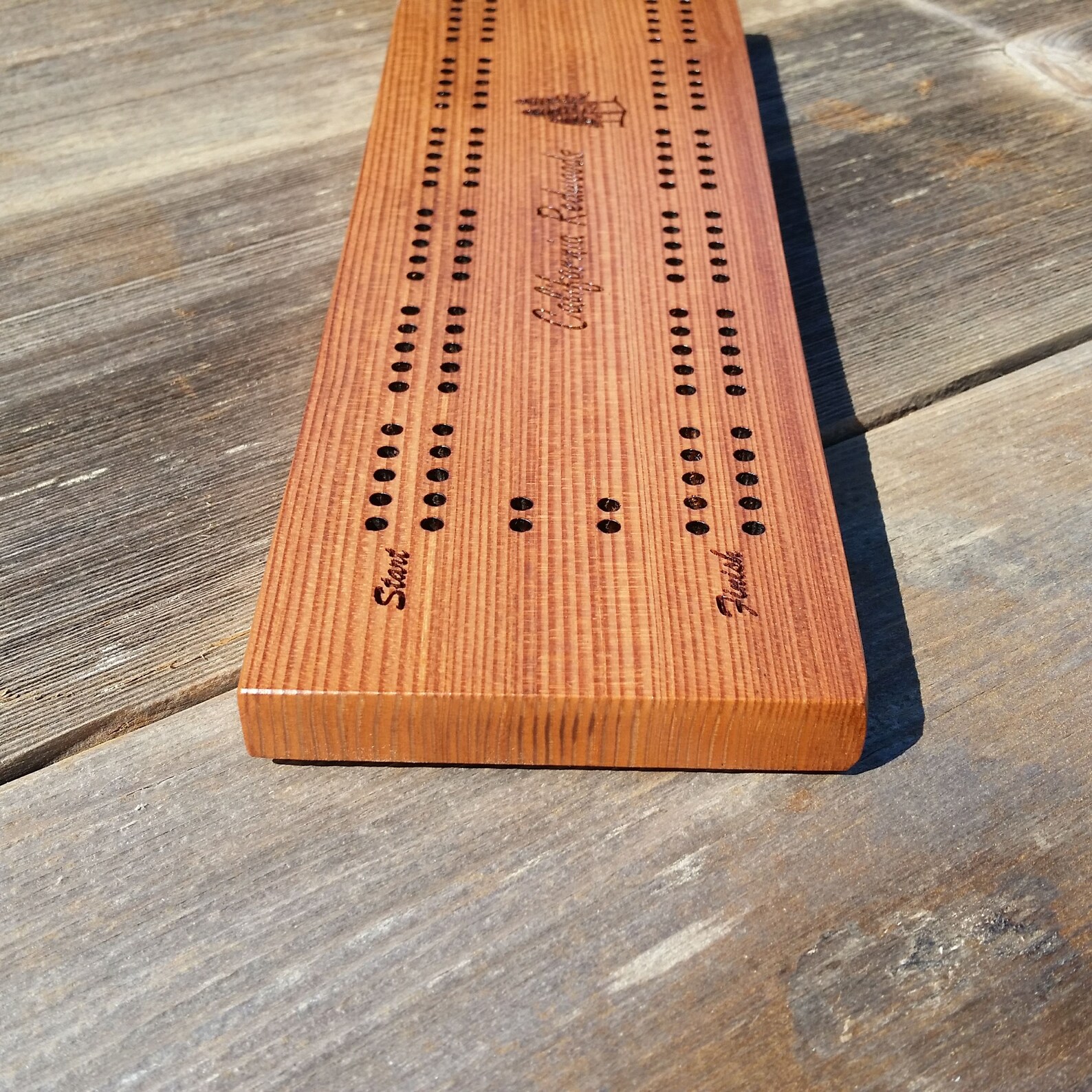California Redwood Cribbage Board Card Game Handmade 2 Player | Etsy