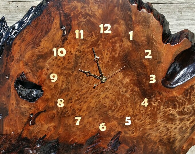 Redwood Burl Clock Handmade Wall Hanging Rustic Slab Anniversary Gift 4 ...