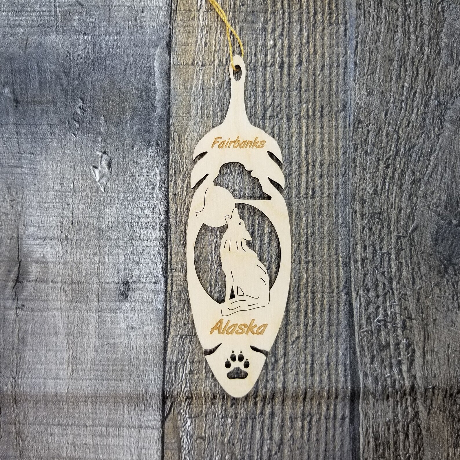Ketchikan Alaska Wolf Christmas Ornament CHOOSE Location Wood - Etsy